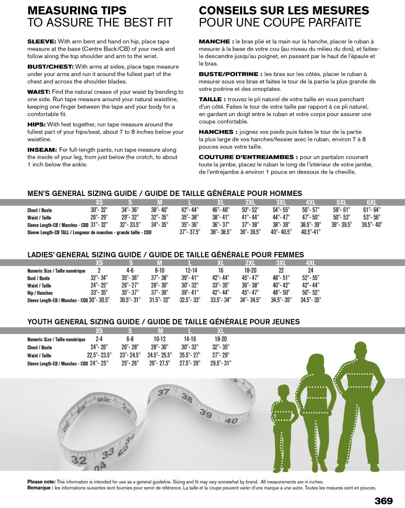 General Sizing Chart | QCPromo